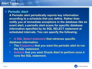 Oracle Applications Alerts | PPT | Operating Systems | Computer Software and Applications
