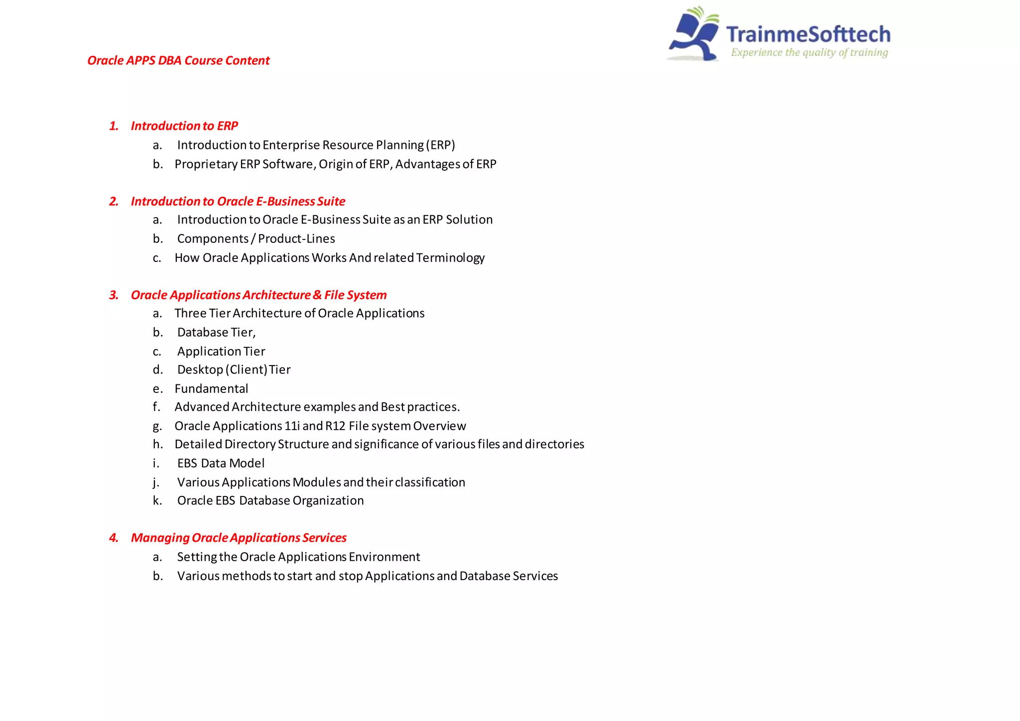 Oracle Apps Dba Course Content Trainmesofttech Ppt