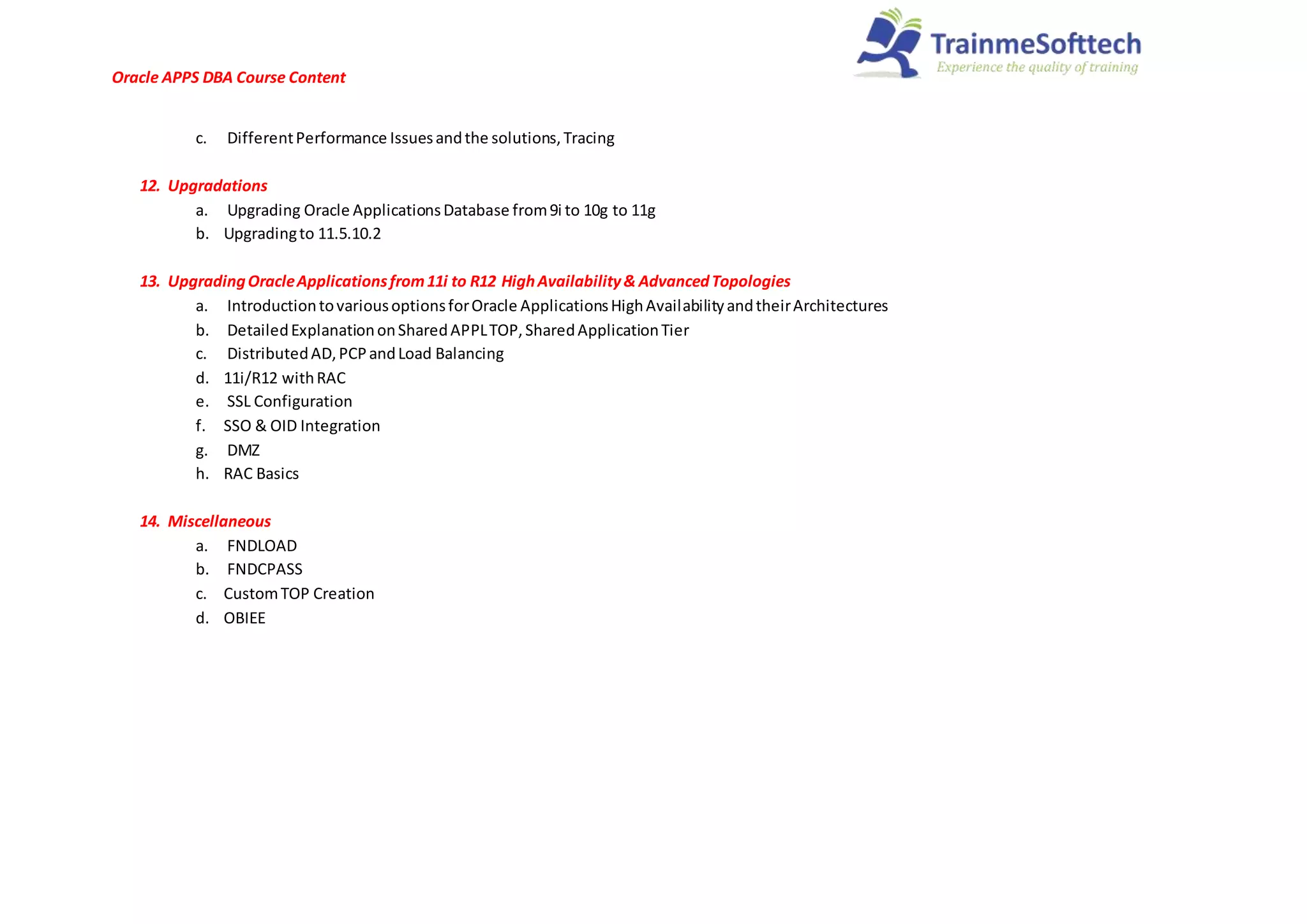 Oracle Apps Dba Course Content Trainmesofttech Ppt