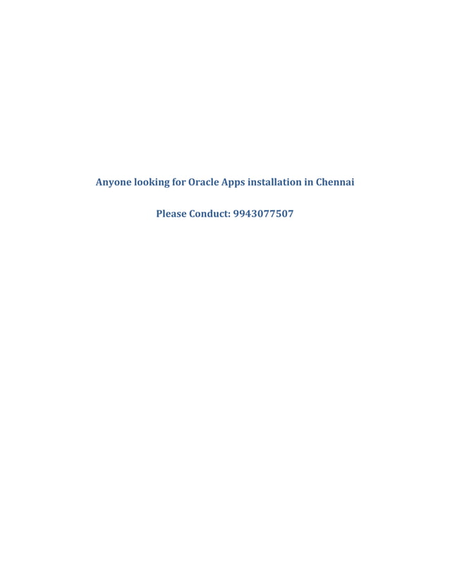 Oracle apps installation in chennai | PDF