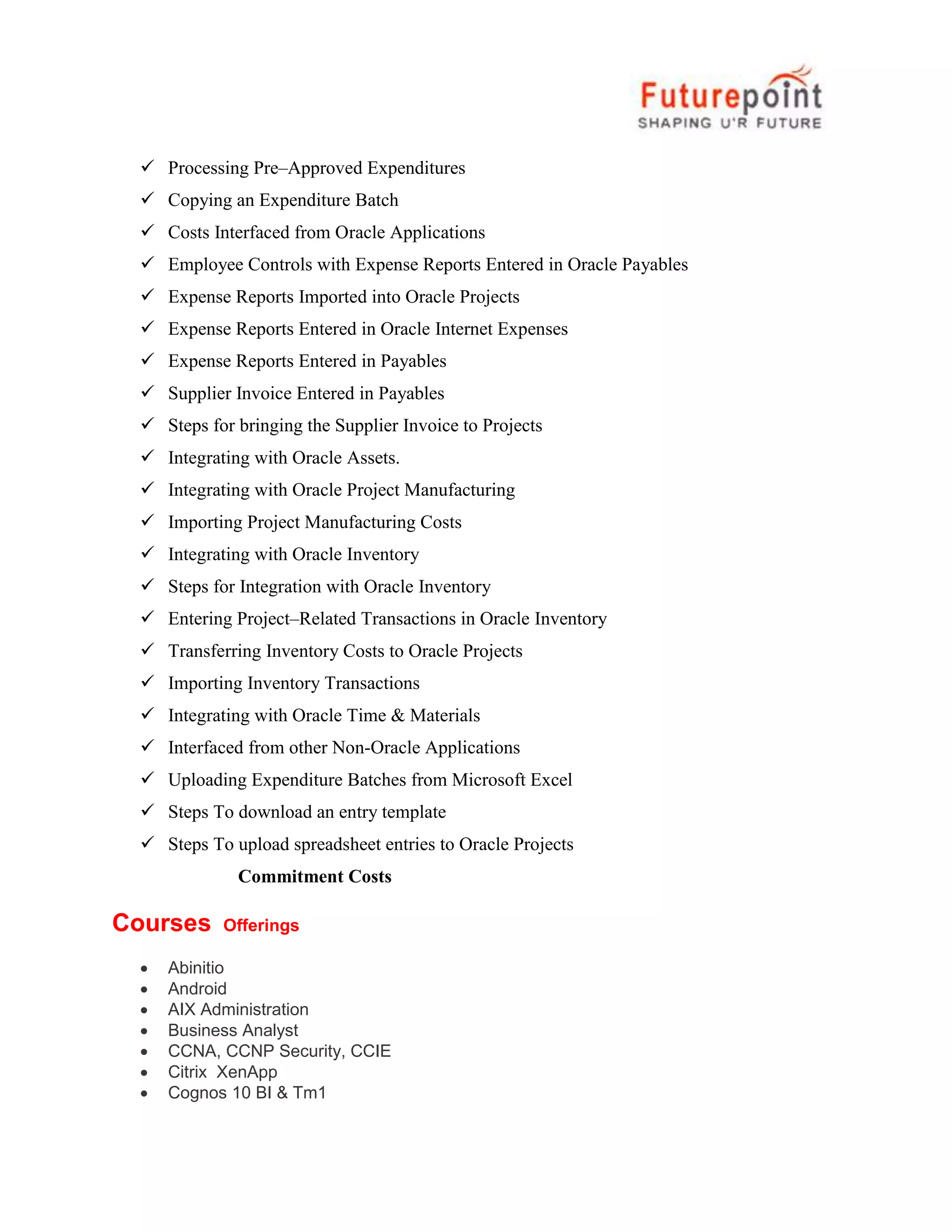 Oracle Apps Project Accounting Training Docx Computer Software And Applications Computing