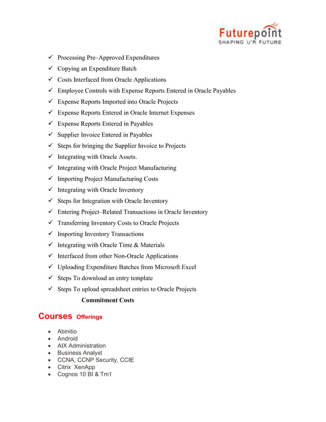 Oracle Apps Project Accounting Training Docx Computer Software And Applications Computing