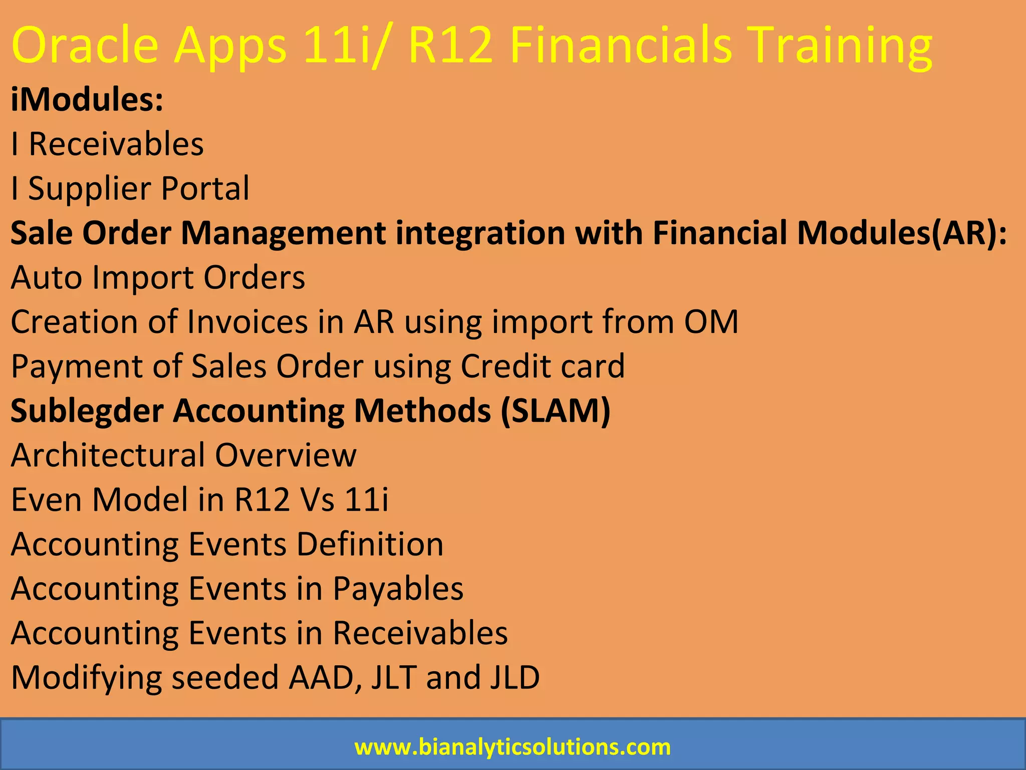 Oracle APPS R12 Functional Online Training by Real Time Experts in USA ...