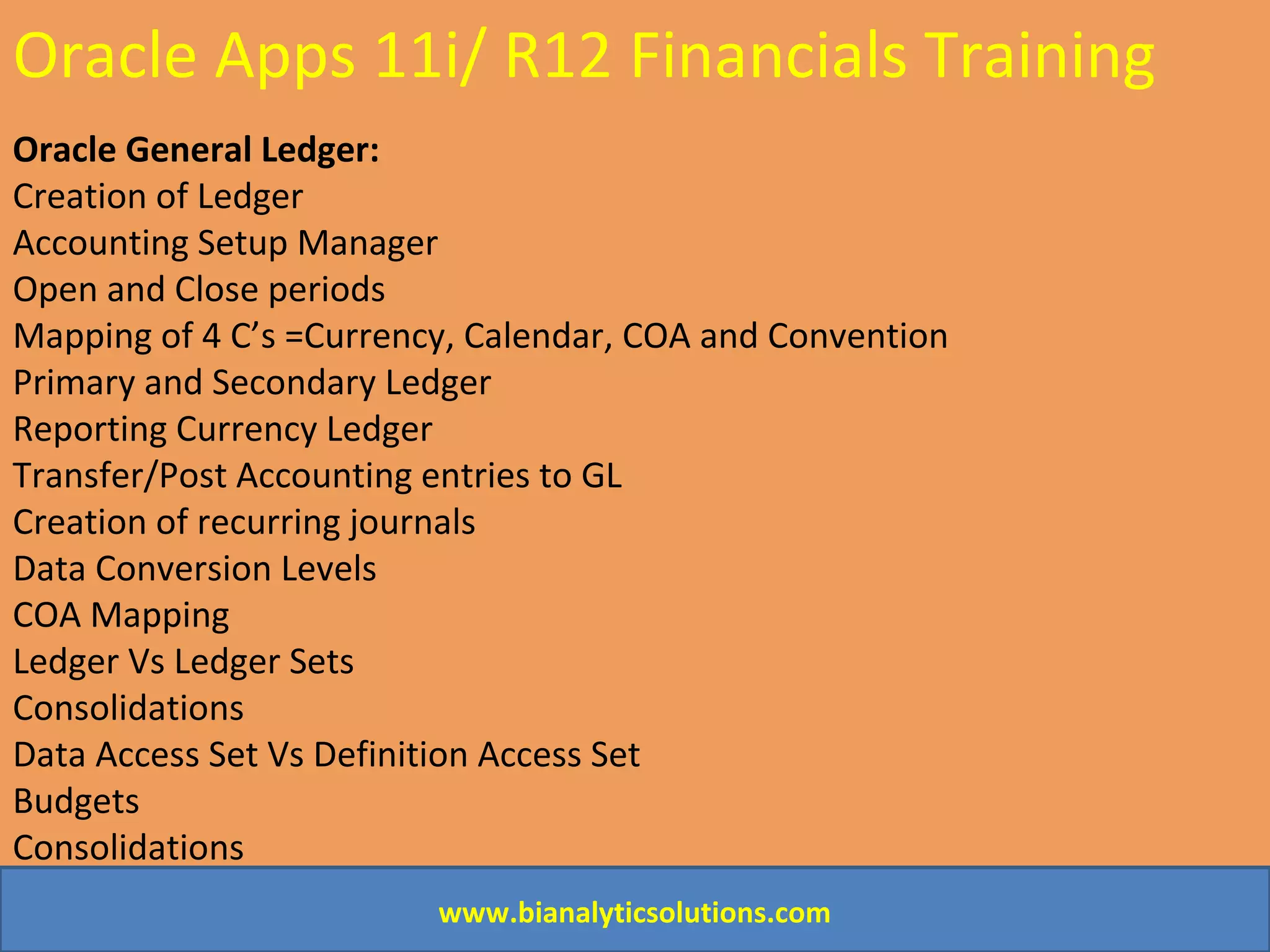 Oracle APPS R12 Functional Online Training by Real Time Experts in USA ...