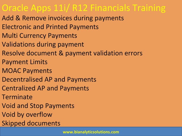 Oracle APPS R12 Functional Online Training by Real Time Experts in USA | BI Analytic Solutions | PPT