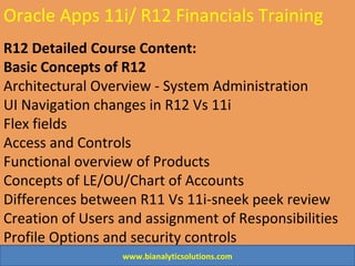 Oracle APPS R12 Functional Online Training by Real Time Experts in USA | BI Analytic Solutions | PPT
