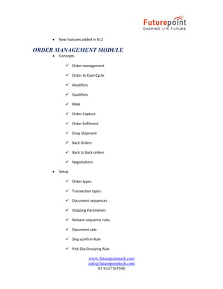 Oracle apps r12 scm functional training | DOC