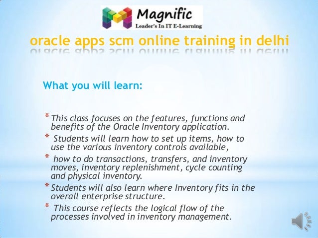 Oracle apps scm r12 online training in pune@magnifictraining