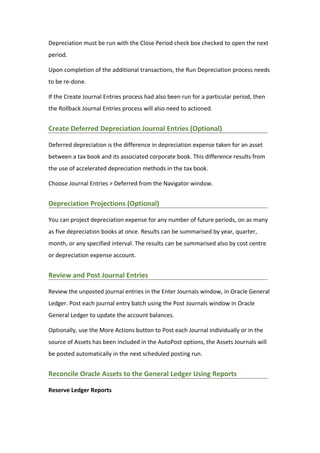 Oracle Assets Period Closing | DOC