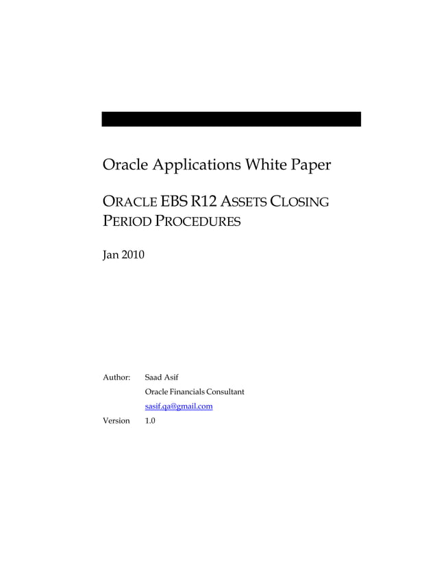 Oracle assets period end procedures | PDF