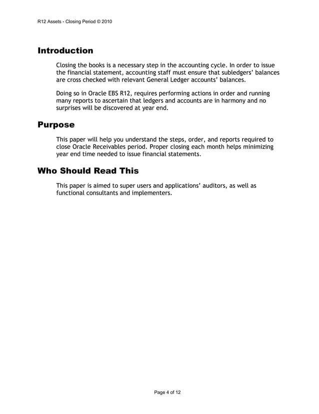 Oracle assets period end procedures | PDF