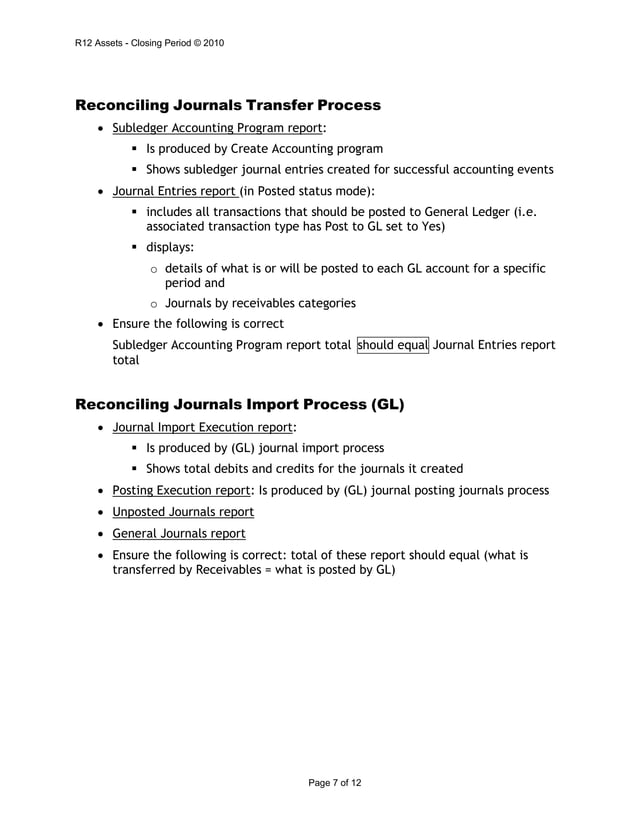 Oracle assets period end procedures | PDF