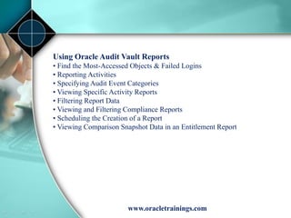 Oracle Audit Vault Training | Audit Vault - Oracle Trainings | PPT