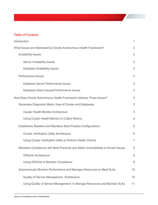 Oracle Autonomous Health Framework (AHF) White Paper | PDF