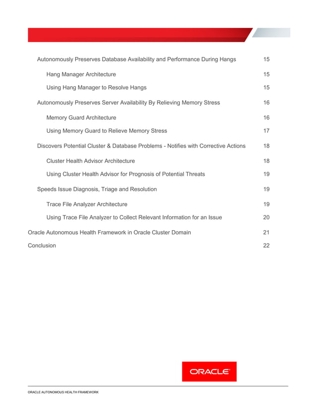 Oracle Autonomous Health Framework (AHF) White Paper | PDF