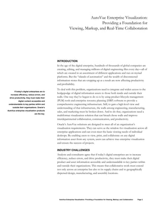Oracle AutoVue Enterprise Visualization | PDF