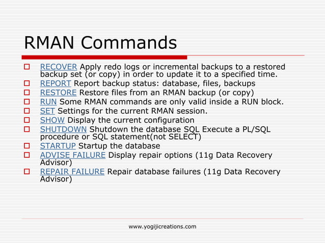 Oracle backup and recovery | PPT | Operating Systems | Computer Software and Applications