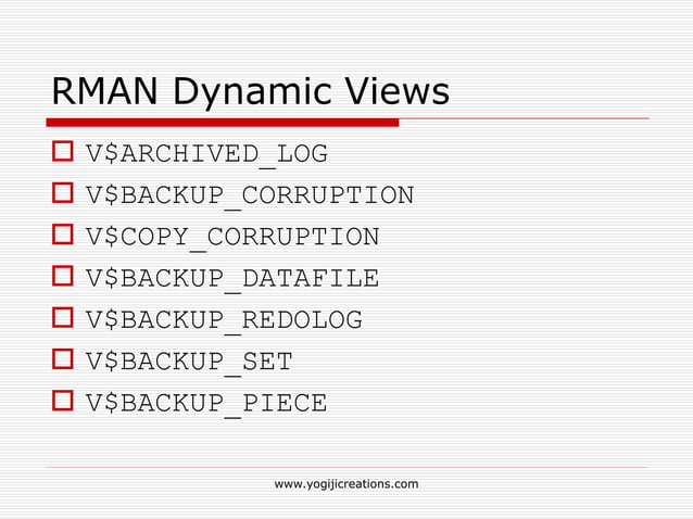 Oracle backup and recovery | PPT | Operating Systems | Computer Software and Applications