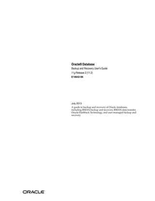 Oracle backup and recovery user's guide | PDF