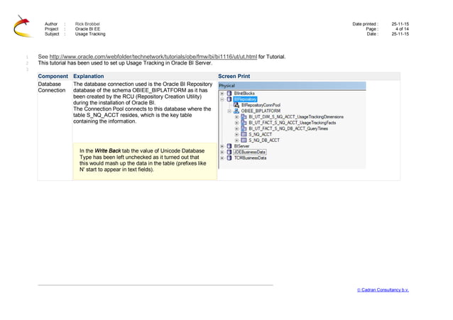 Oracle BIEE - Usage Tracking | PPT