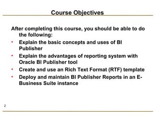 Oracle BI Publsiher Using Data Template | PPT