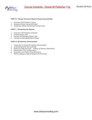 Oracle BI Publisher 11g Certification Program | PDF