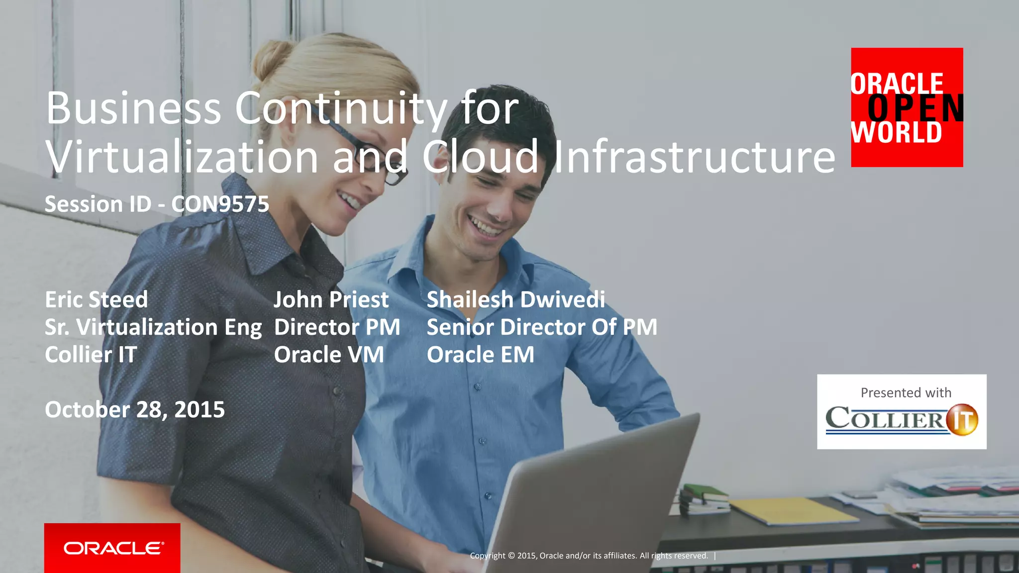 Oracle Business Continuity For Virtualization And Cloud Infrastructure Ppt