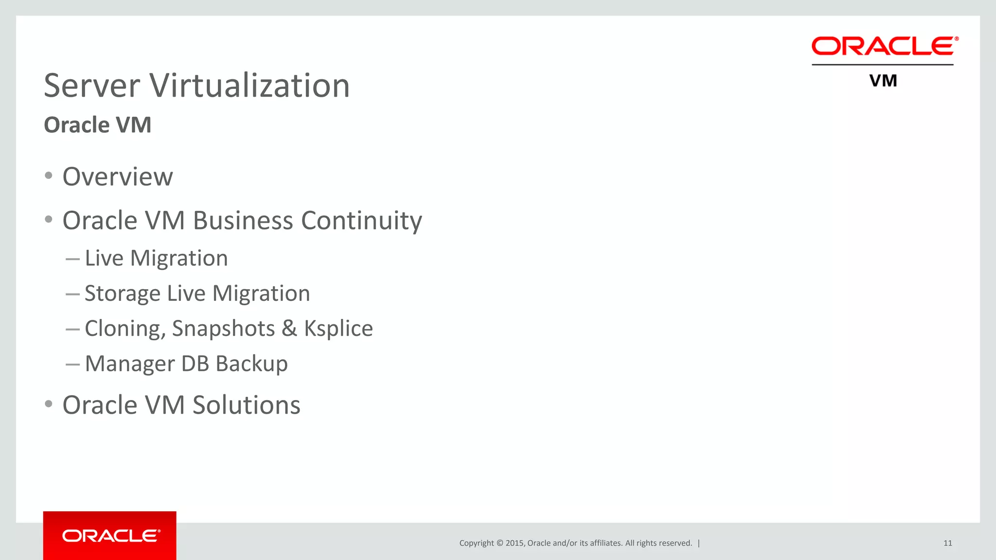 Oracle Business Continuity For Virtualization And Cloud Infrastructure Ppt