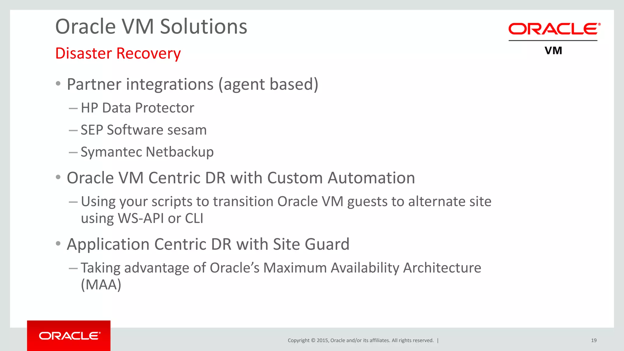 Oracle business continuity for virtualization and cloud infrastructure | PPT