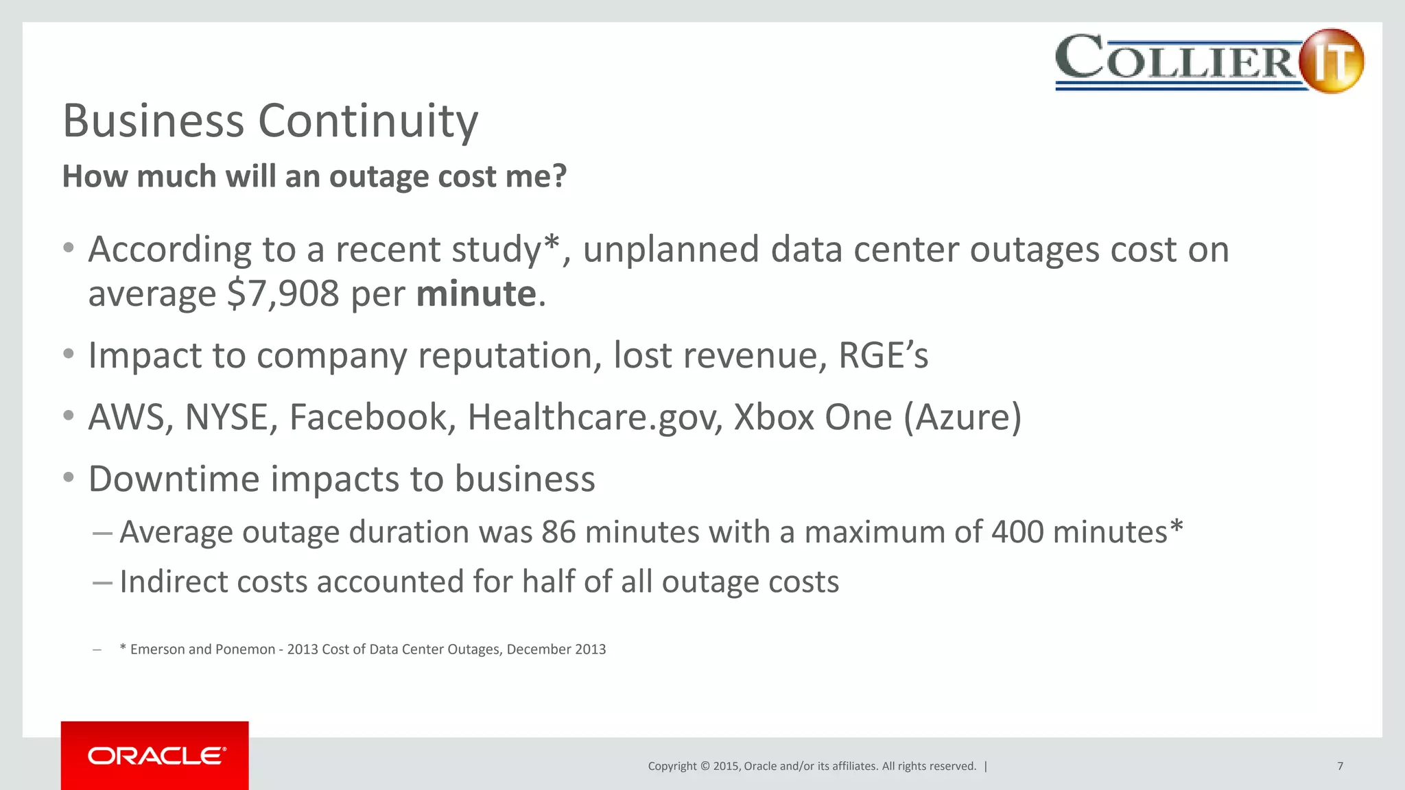 Oracle business continuity for virtualization and cloud infrastructure | PPT