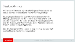 Oracle business continuity for virtualization and cloud infrastructure | PPT