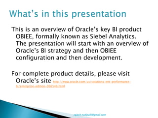 Oracle business intelligence overview | PPTX