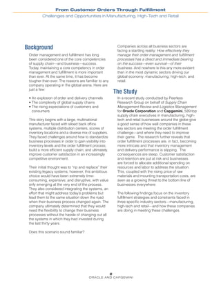 From Customer Orders Through Fulfillment: Challenges and Opportunities ...
