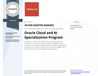 Oracle Cloud and AI Specialization Program | PDF
