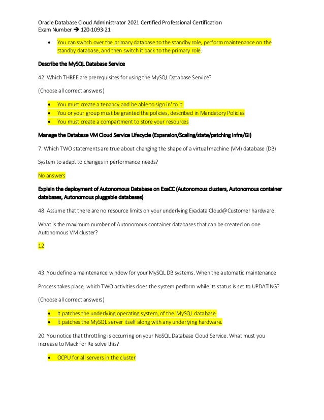 Oracle Cloud DBA - OCP 2021 [1Z0-1093-21].pdf | Cloud Computing | Internet