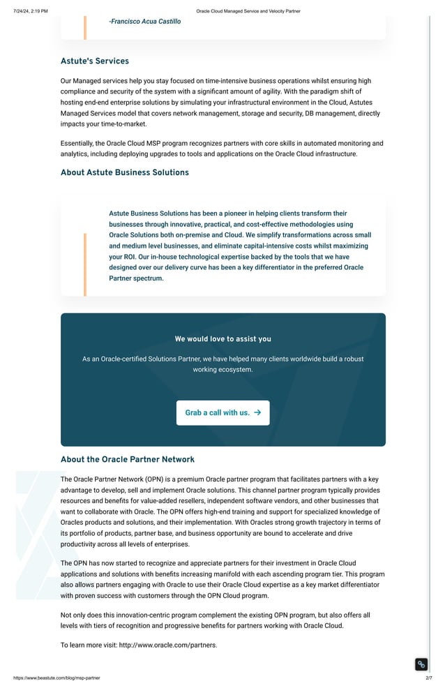 Oracle Cloud Managed Service and Velocity Partner | PDF