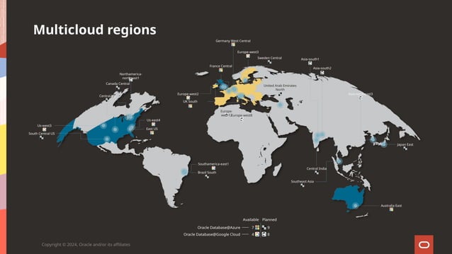 Oracle Cloud Regions For Oci Region Map Slides Pptx Cloud Computing