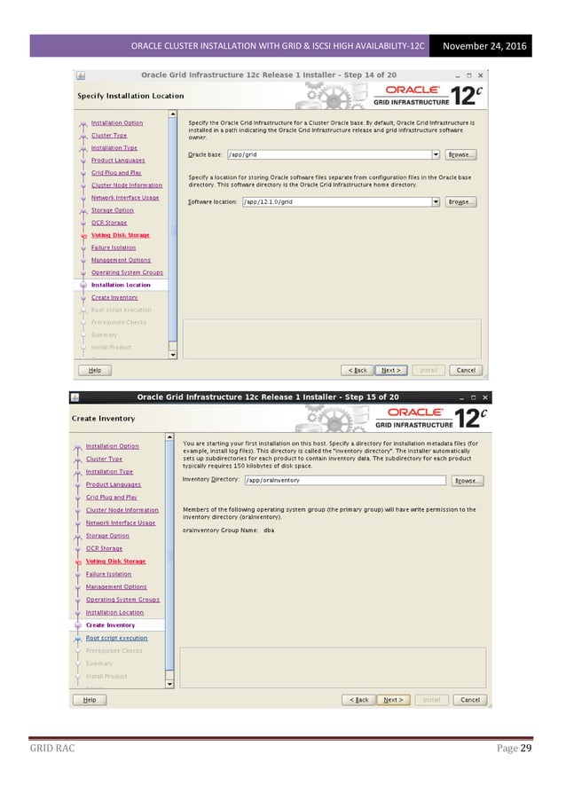 Oracle cluster installation with grid and iscsi | PDF