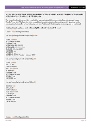 Oracle cluster installation with grid and iscsi | PDF