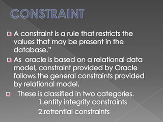 Oracle constraints | PPT | Free download
