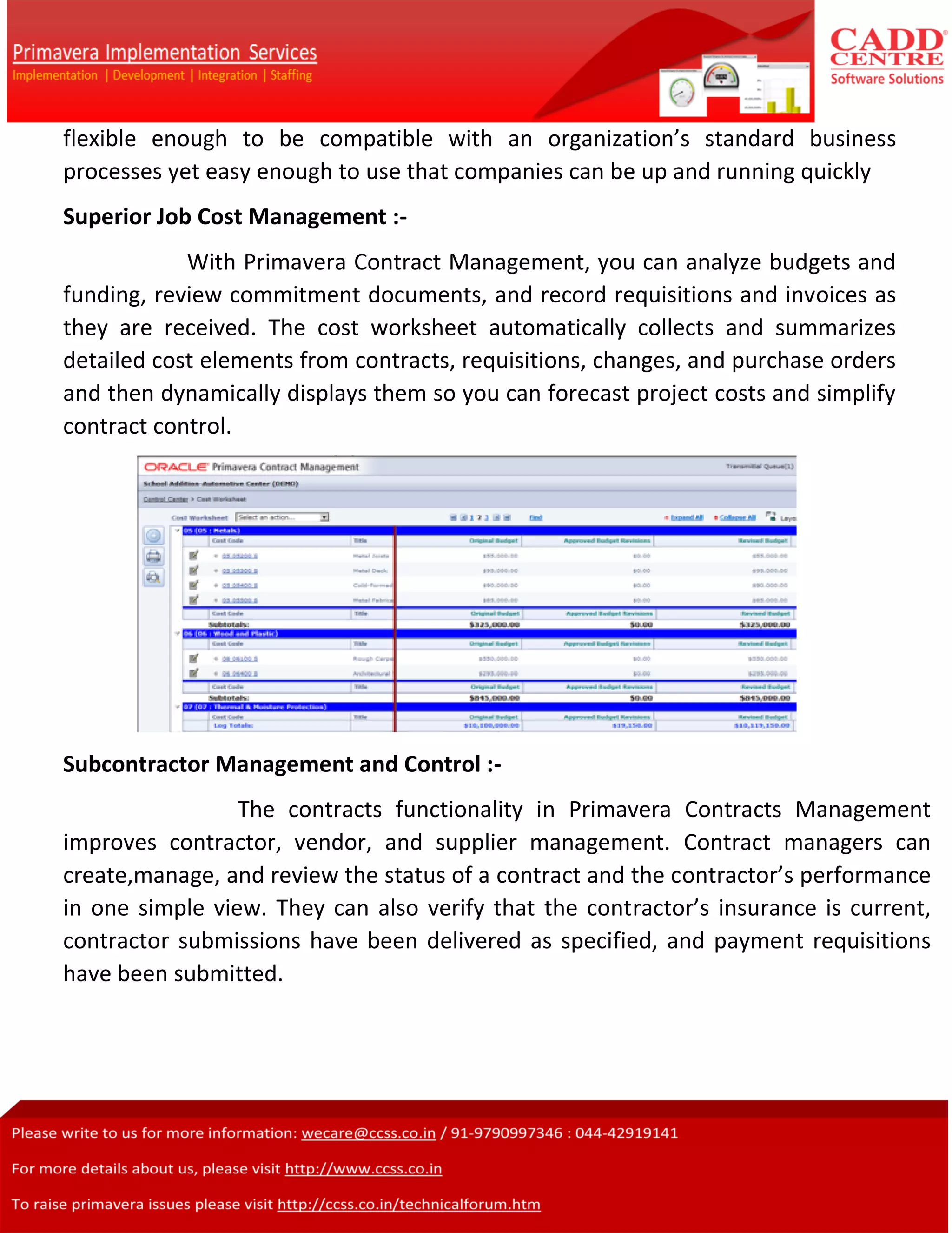 Oracle Primavera contract management | PDF
