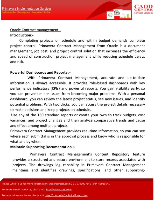 Oracle Primavera contract management | PDF