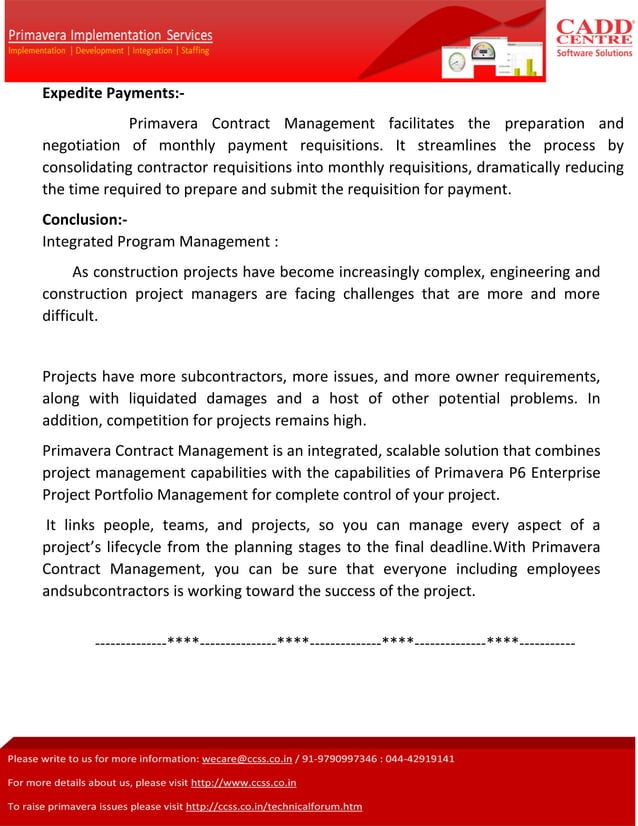 Oracle Primavera contract management | PDF