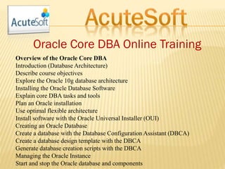 ORACLE CORE DBA ONLINE TRAINING | PPTX