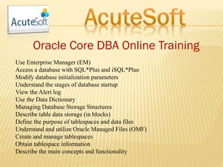 ORACLE CORE DBA ONLINE TRAINING | PPTX