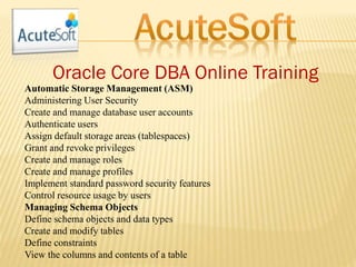 ORACLE CORE DBA ONLINE TRAINING | PPTX