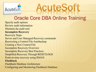 ORACLE CORE DBA ONLINE TRAINING | PPTX