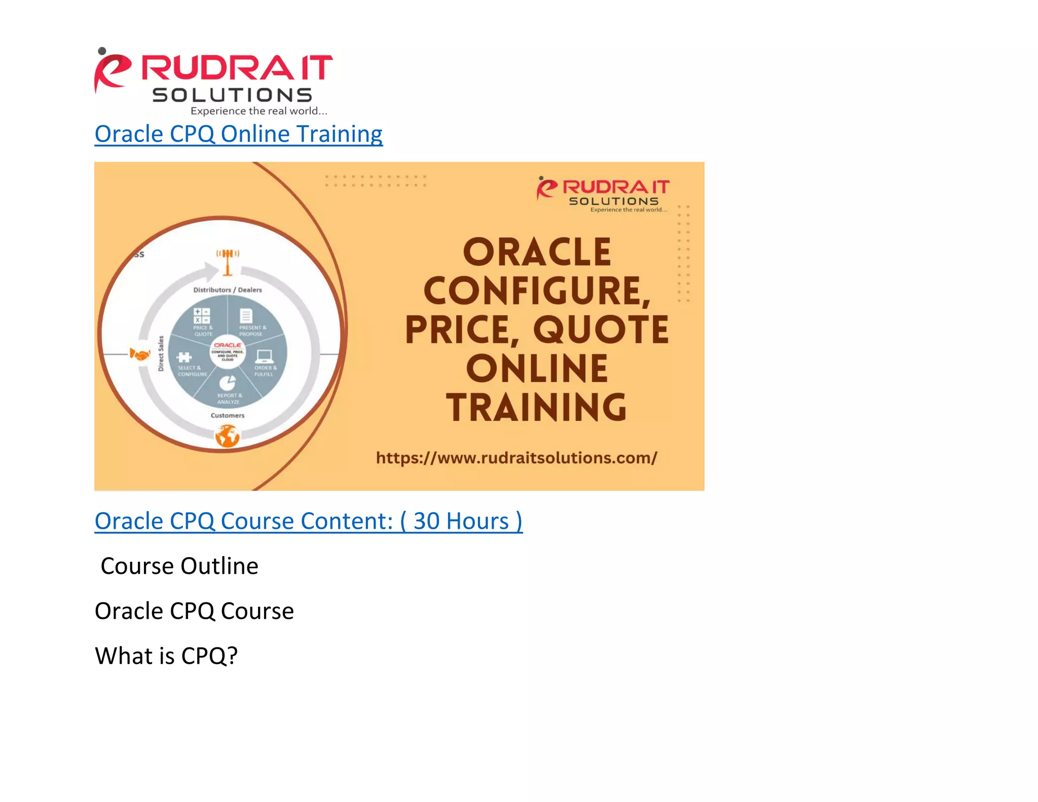 Oracle Cpq Online Training Pdf