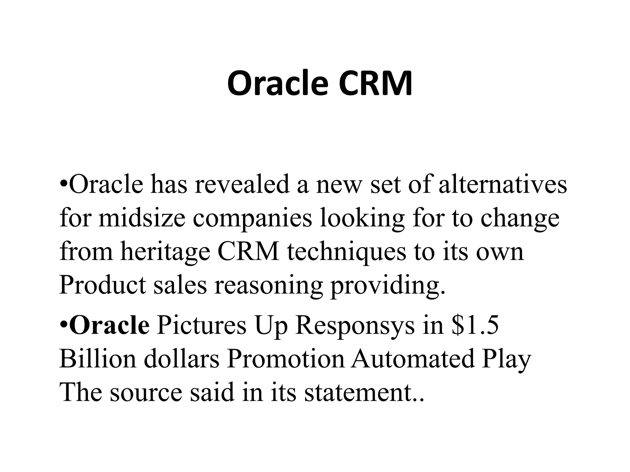 Oracle crm | PPTX