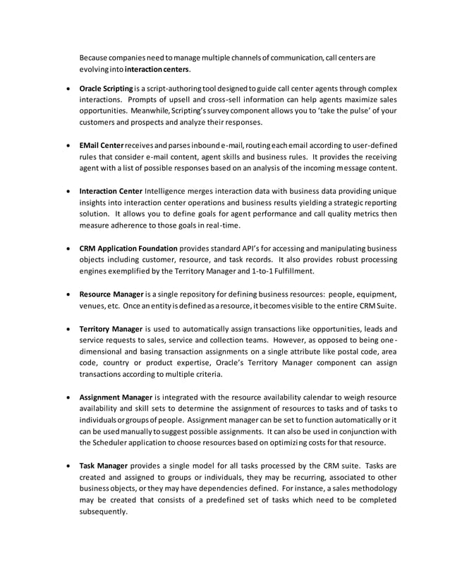 Oracle crm overview | PDF